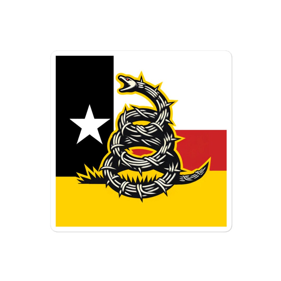 Texas Flag Razor Wire Snake Square Sticker - Durable High Opacity ...