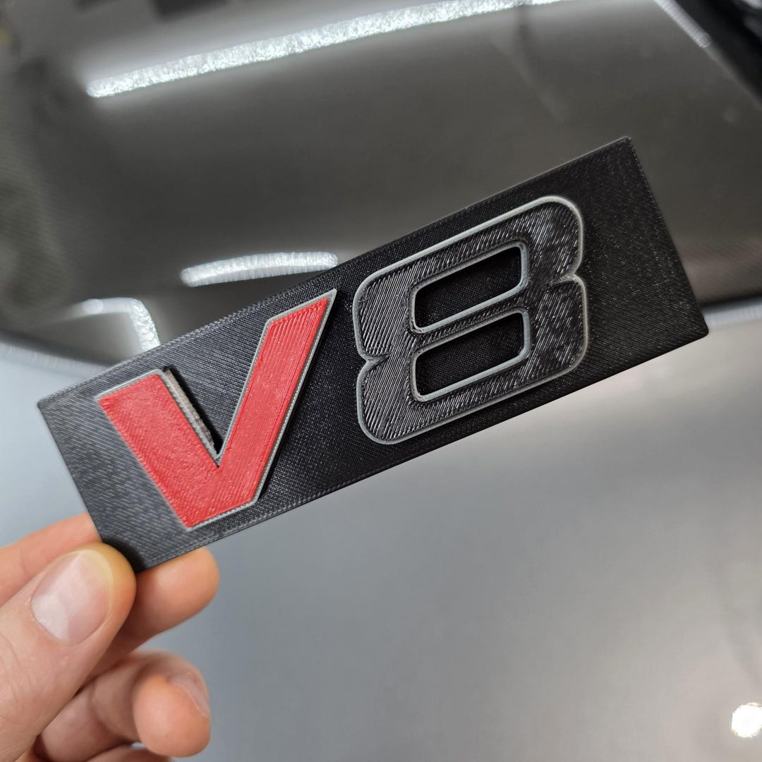 V8 Embossed Emblem - Multiple Color Options, Muscle Car, Performance ...