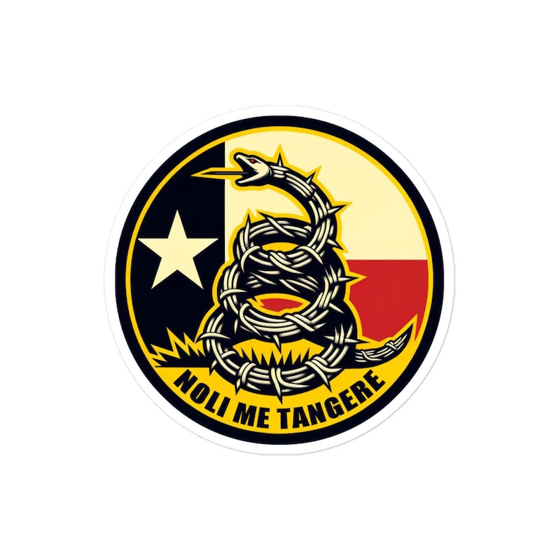 Texas Flag Noli Me Tangere Razor Wire Snake Circle Sticker - Durable ...