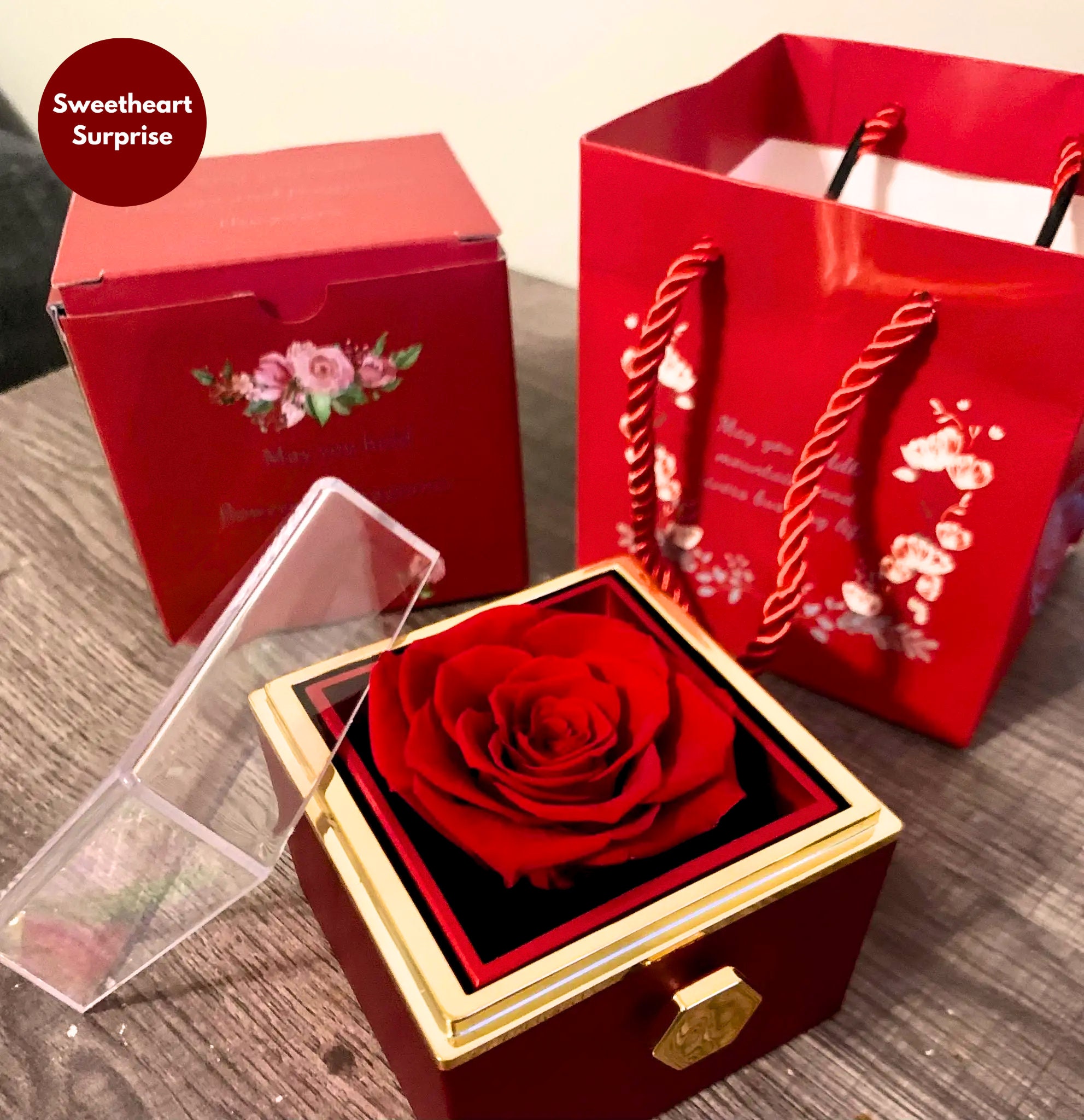 Custom Engraved Necklace,real Rose Gift Box,valentine's Day Gif for Her ...