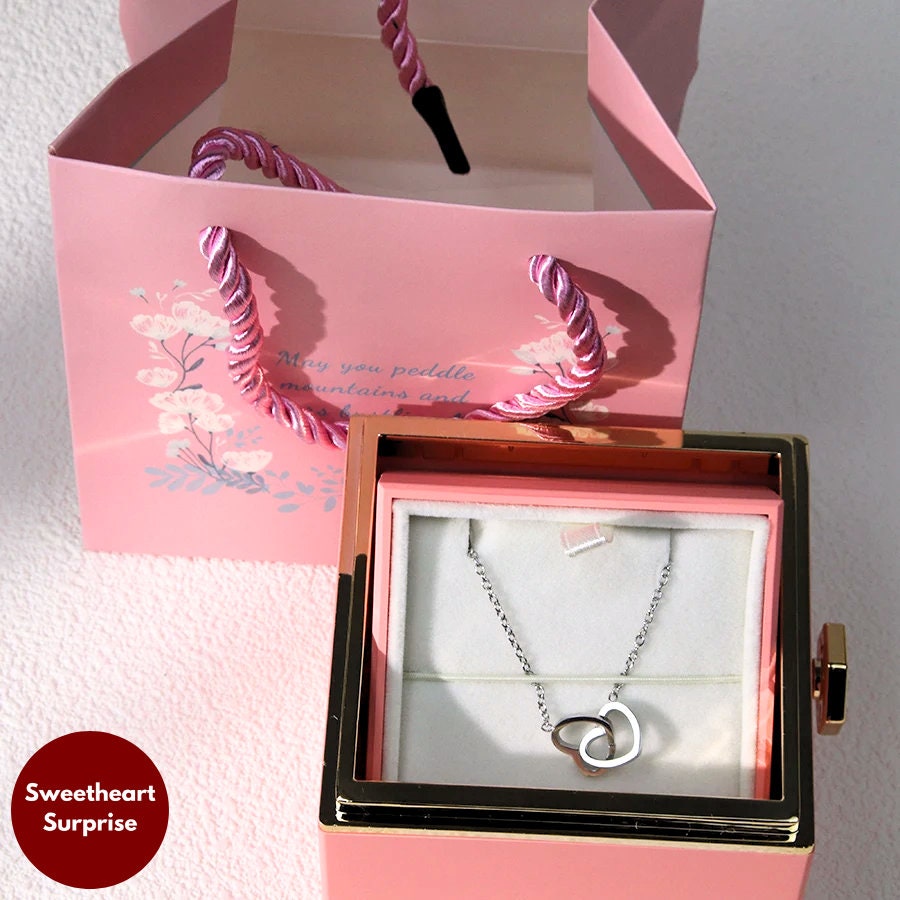 Custom Engraved Necklace,real Rose Gift Box,valentine's Day Gif for Her ...