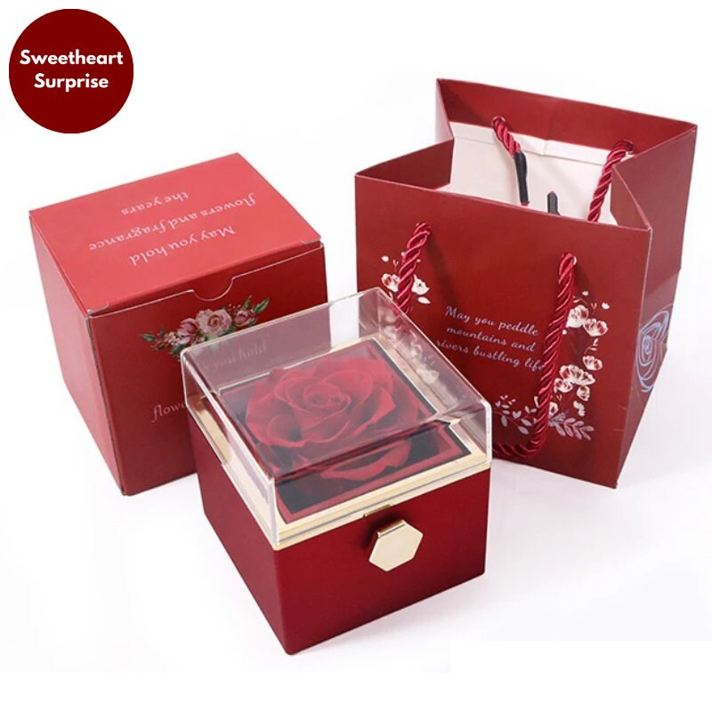Custom Engraved Necklace,real Rose Gift Box,valentine's Day Gif for Her ...