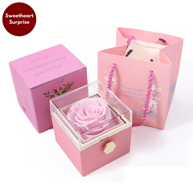 Custom Engraved Necklace,real Rose Gift Box,valentine's Day Gif for Her ...