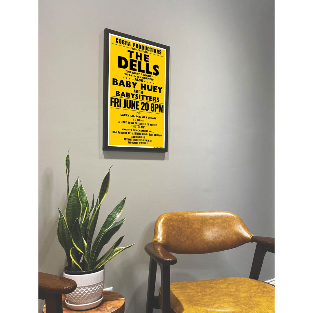 Vintage 1969 Framed Concert Poster Print of the Dells, Baby Huey & the ...