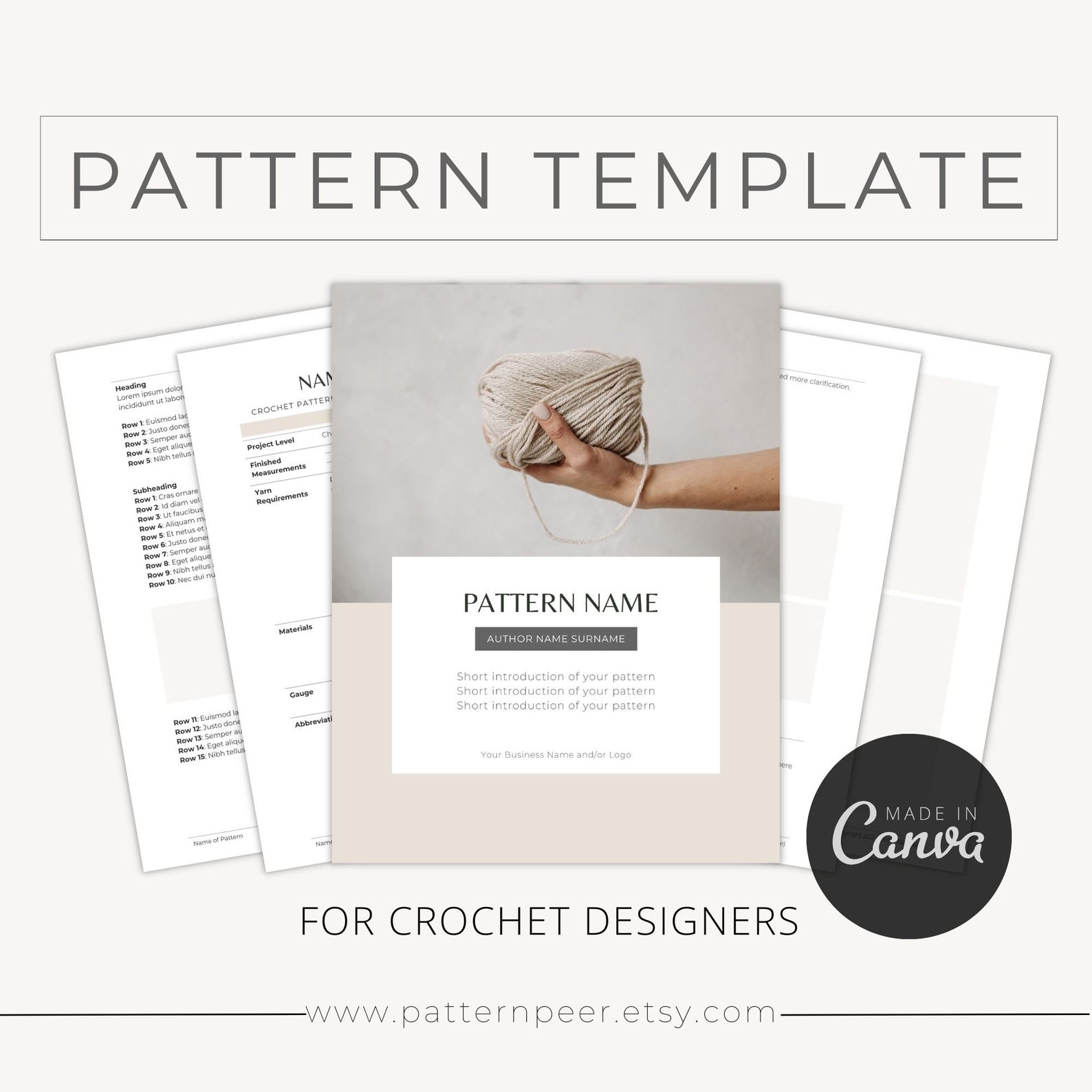 Crochet Pattern Writing Template for Crochet Designers - Etsy