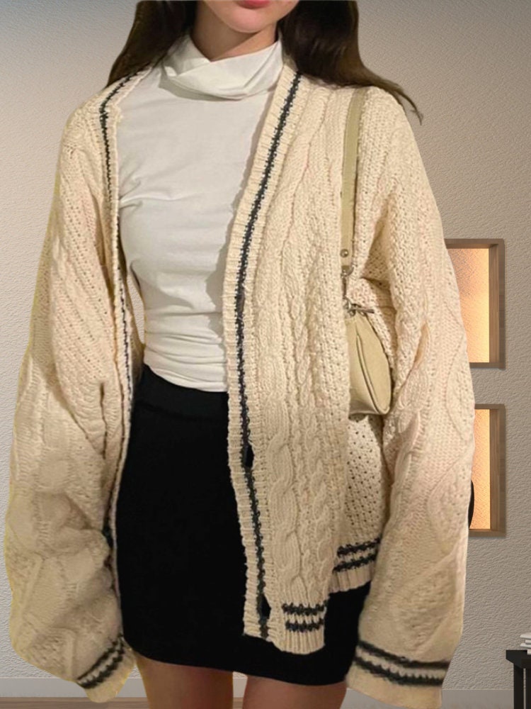 Handcrafted Oversized Cardigan With Star Embroidery Cozy Winter Wear ...