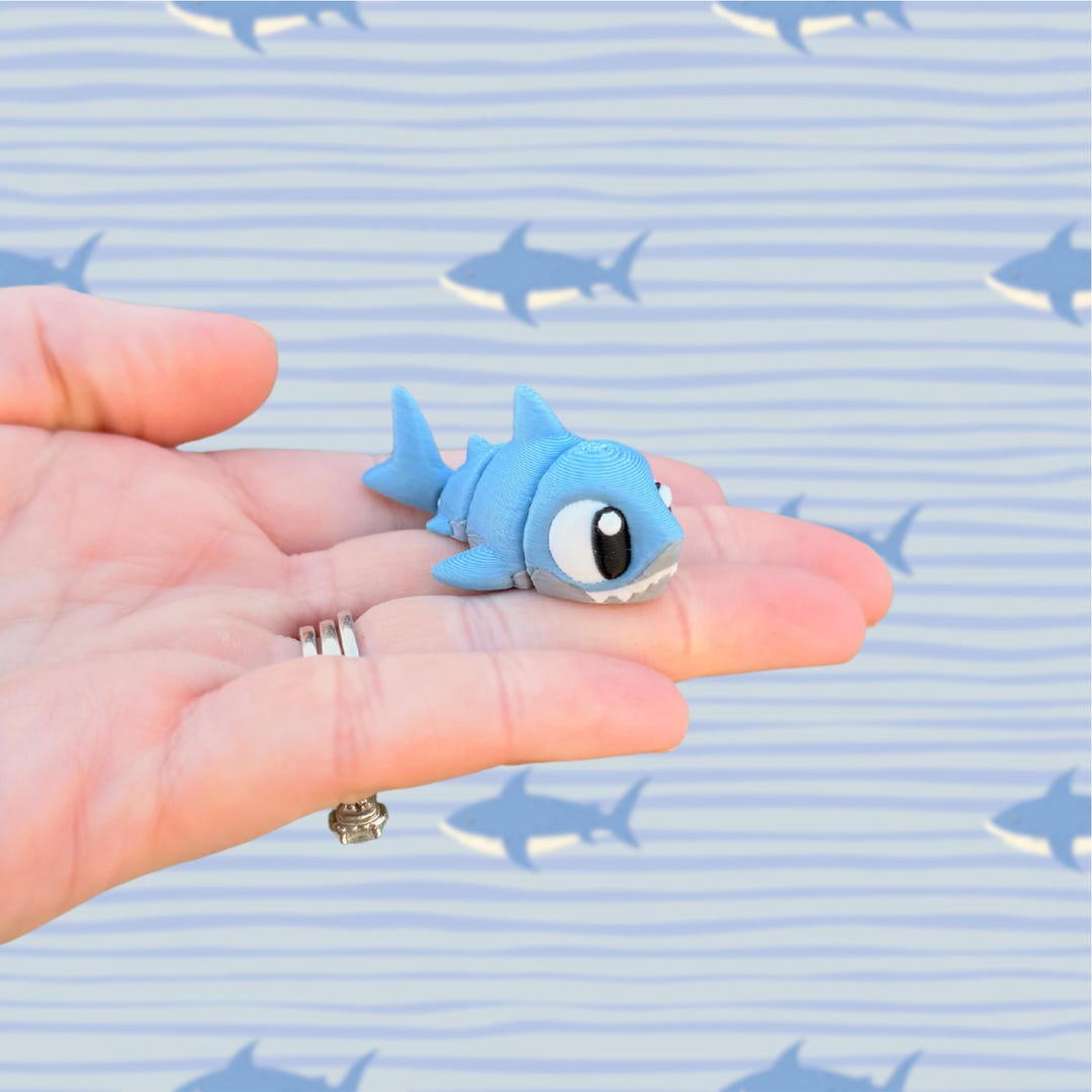 Cute Mini Shark Desk Buddy - 3D Printed Blue Gray Shark - Kawaii Ocean ...