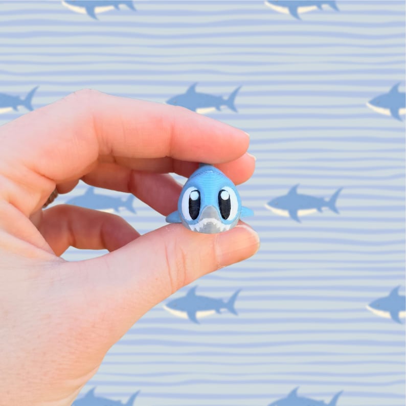 Cute Mini Shark Desk Buddy - 3D Printed Blue Gray Shark - Kawaii Ocean ...