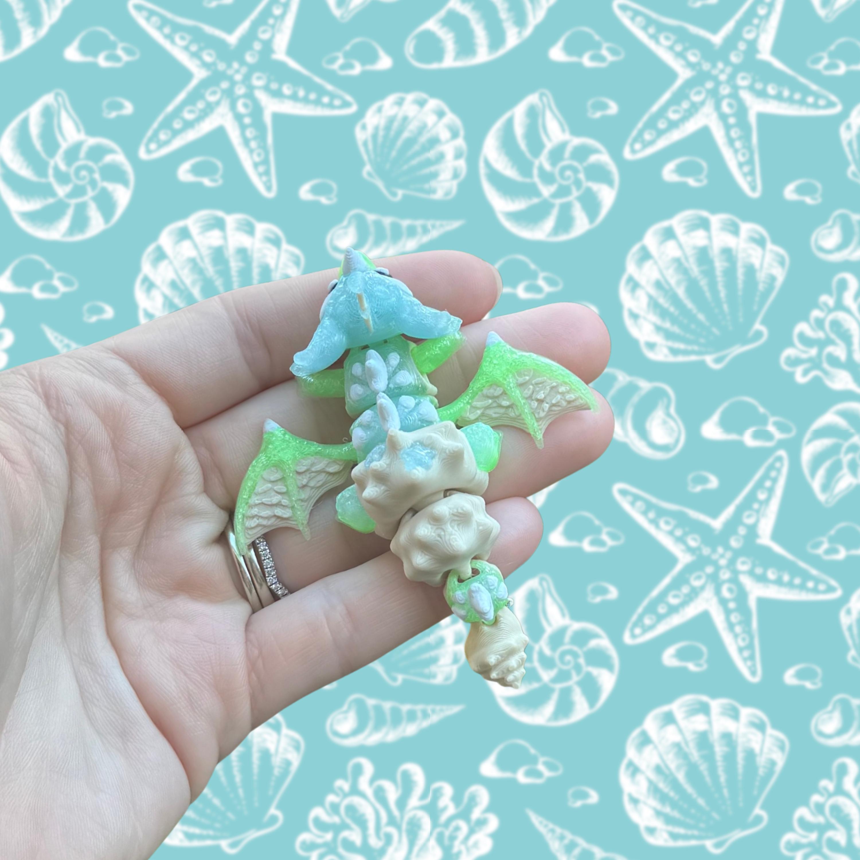 Mini Ocean Dragon Fidget - 3D Printed Sea Dragon - Seashell Dragon Toy ...