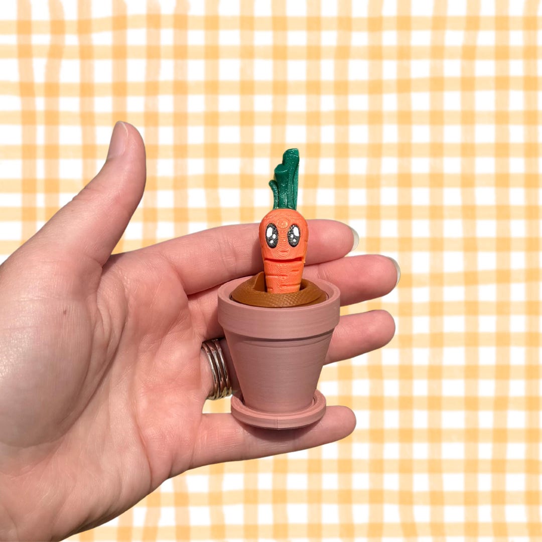 Carrot in A Pot Fidget Toy - Potted Carrot Sensory Fidget Toy - 3D ...