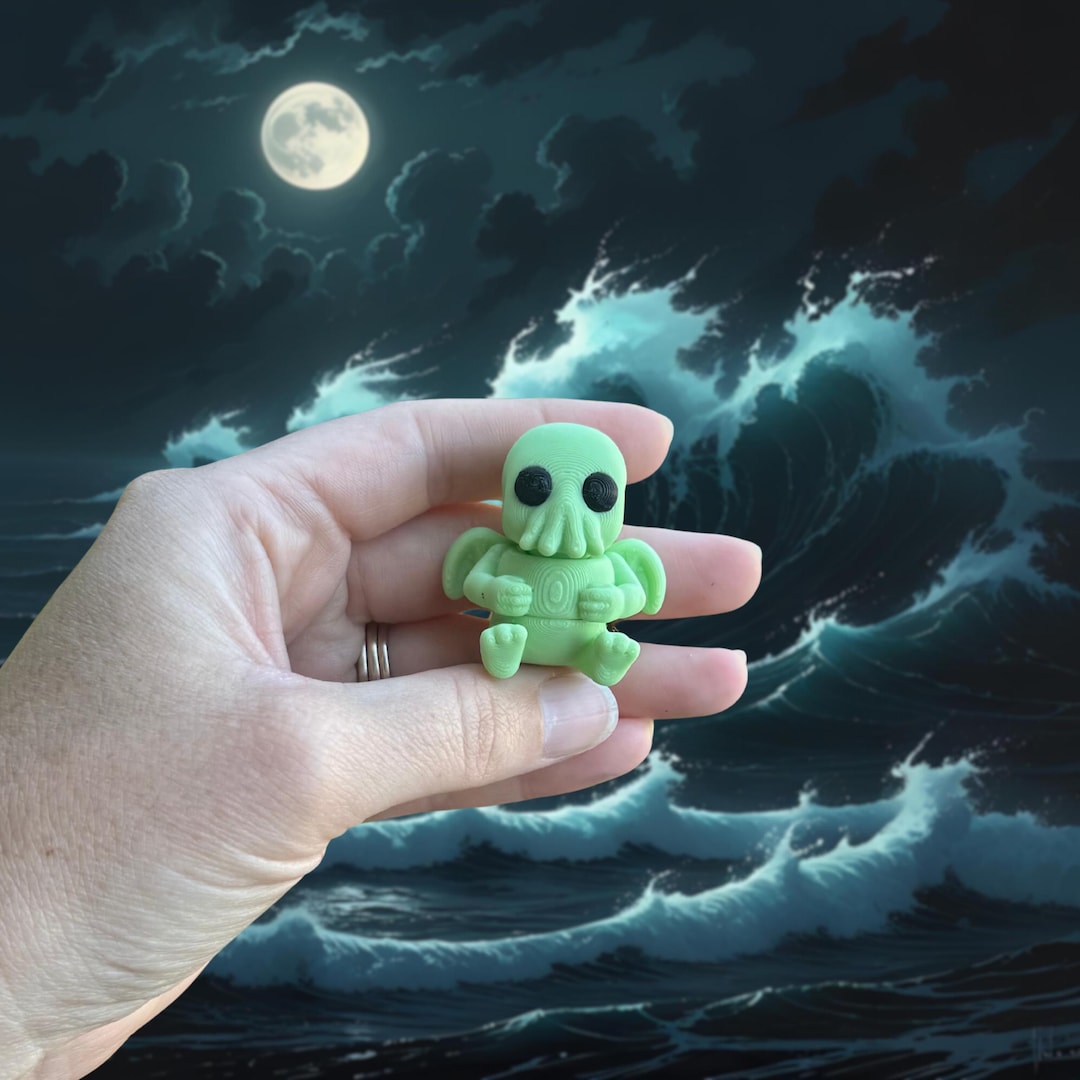 Kawaii Cthulhu Mini Fidget - 3D Printed Pastel Green Eldritch Horror ...