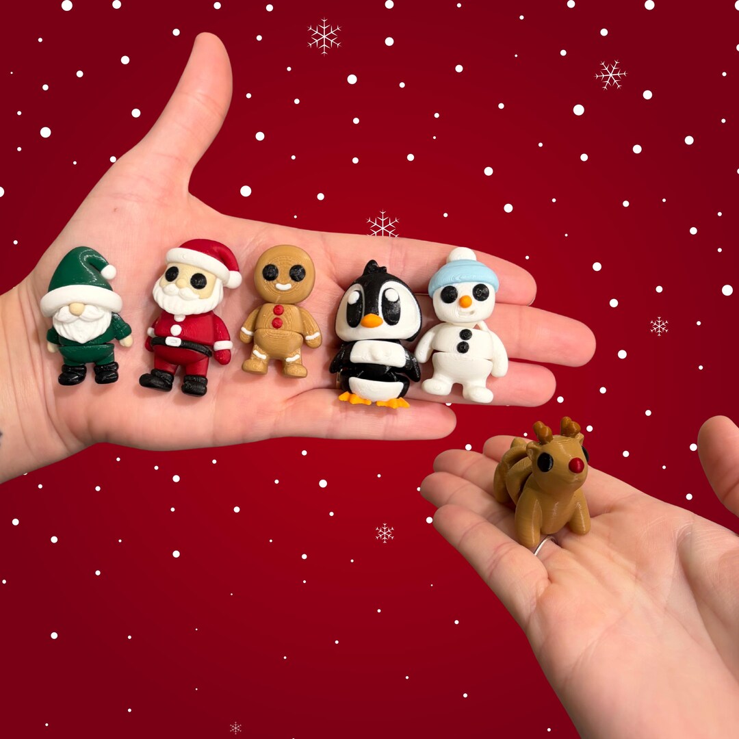 Holiday Fidget Toy 6 Pack – 3D Printed Santa, Snowman, Reindeer, Gnome ...