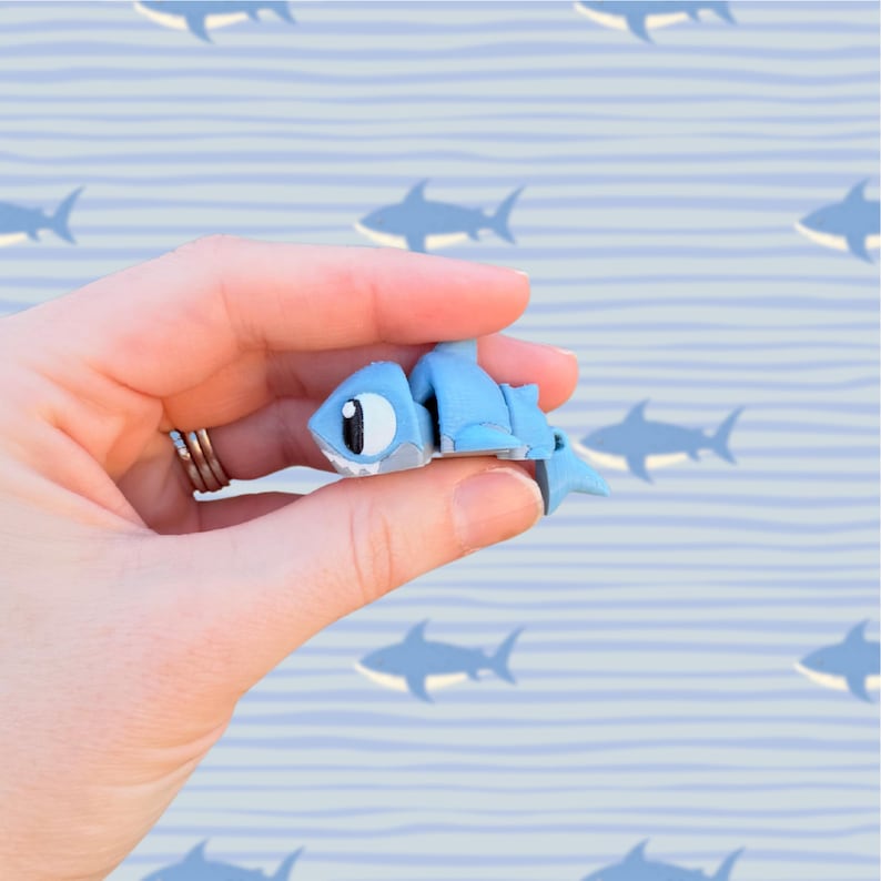 Cute Mini Shark Desk Buddy - 3D Printed Blue Gray Shark - Kawaii Ocean ...