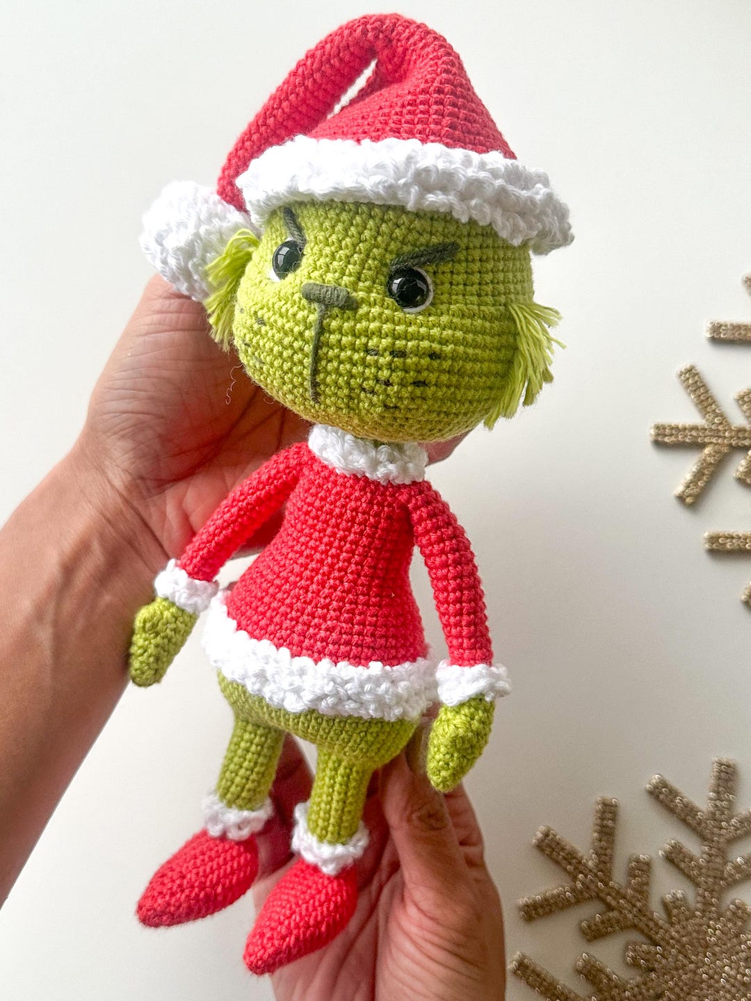 Crochet Grumpy Holiday Character Plush - Green Christmas Doll ...