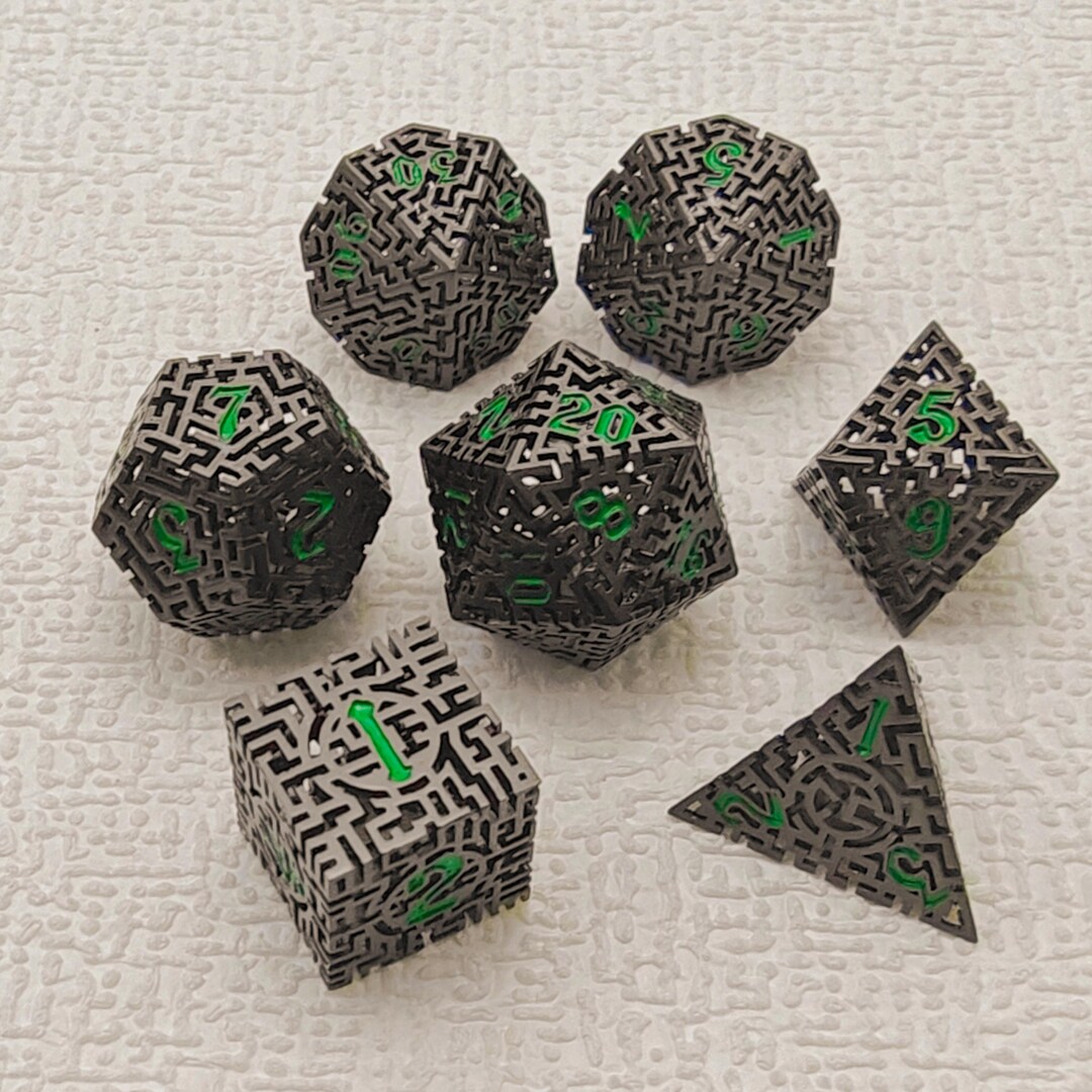 Silver Black Hollow DND Dice, Skeleton Dice, Metal DND Dice for Role ...