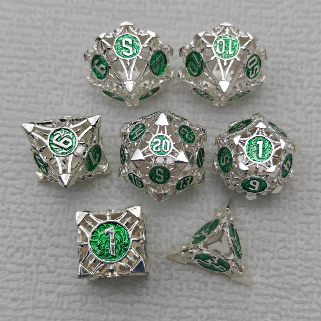 Silver Labyrinth Hollow Dice DND Metal Dice D&D Hollow Dice Set Crisp ...