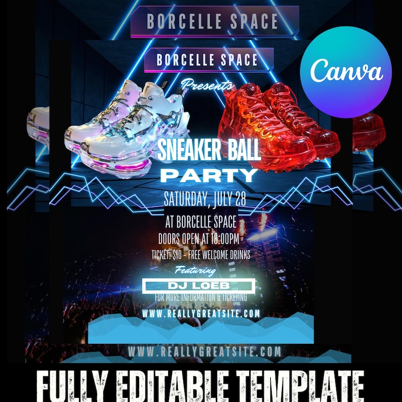 Sneaker Ball Editable Flyer Template Canva Template Digital Download - Etsy