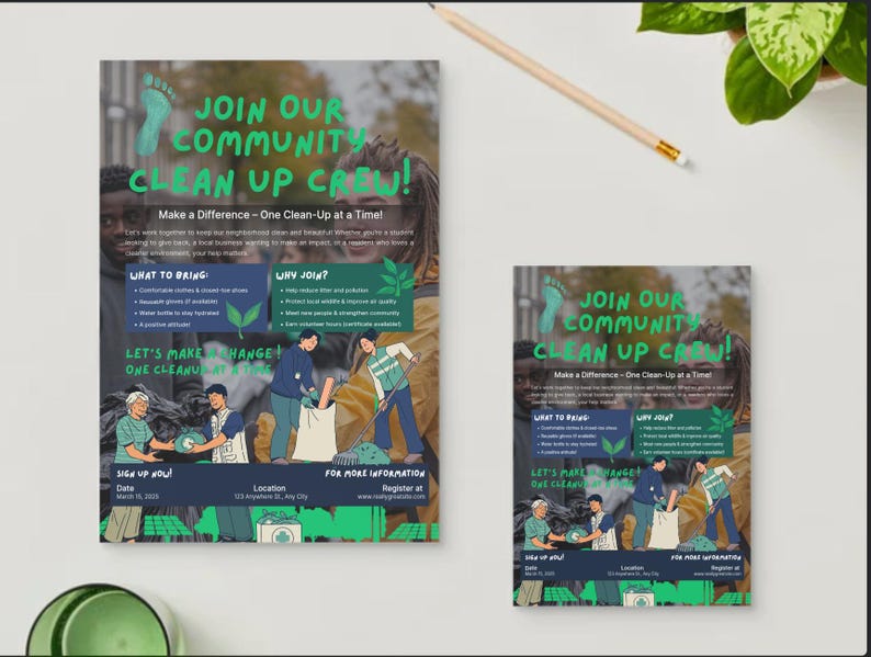 Community Cleanup Flyer: Editable Volunteer Event Canva Template - Etsy