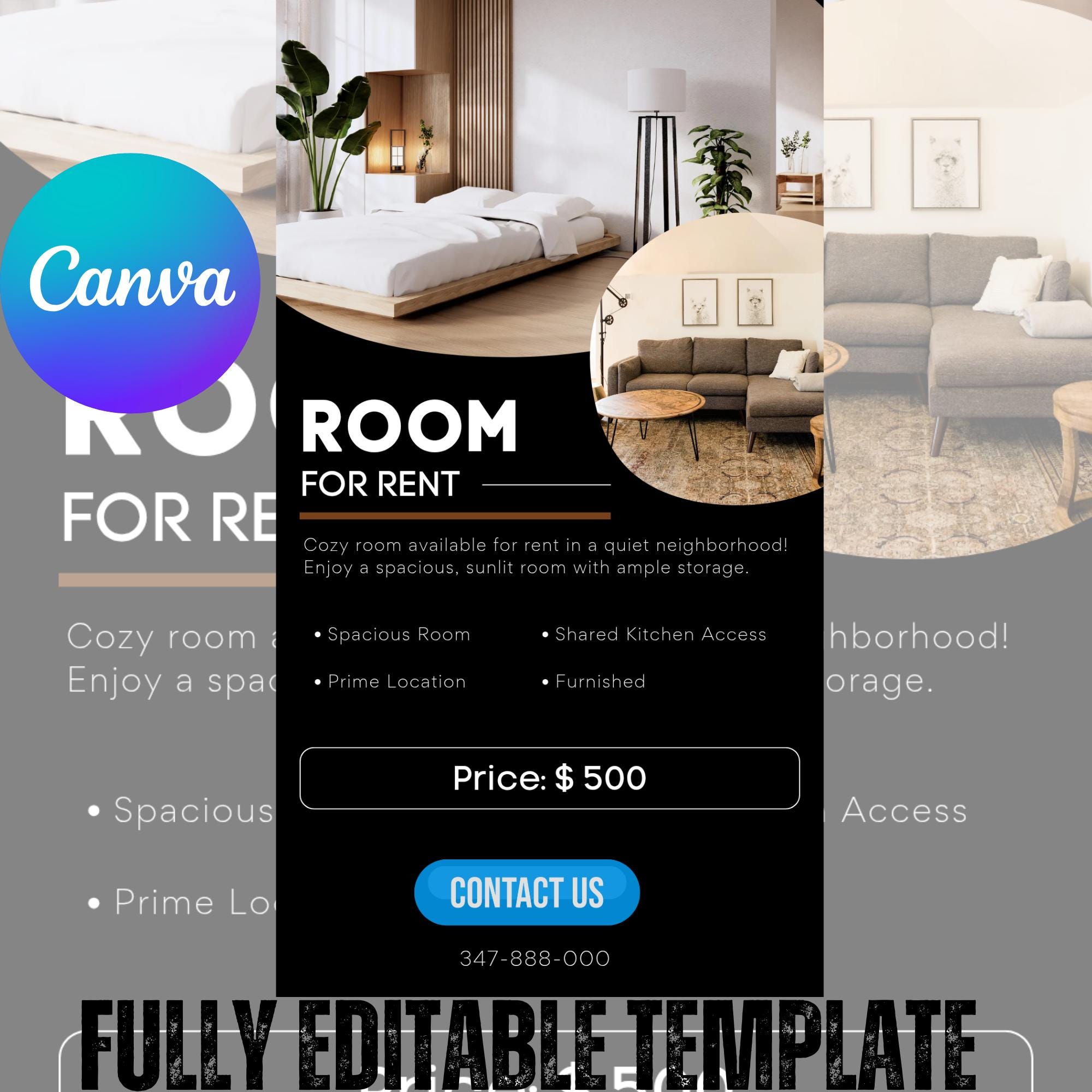 Editable Room for Rent Flyer Customizable Template for Easy Use - Etsy