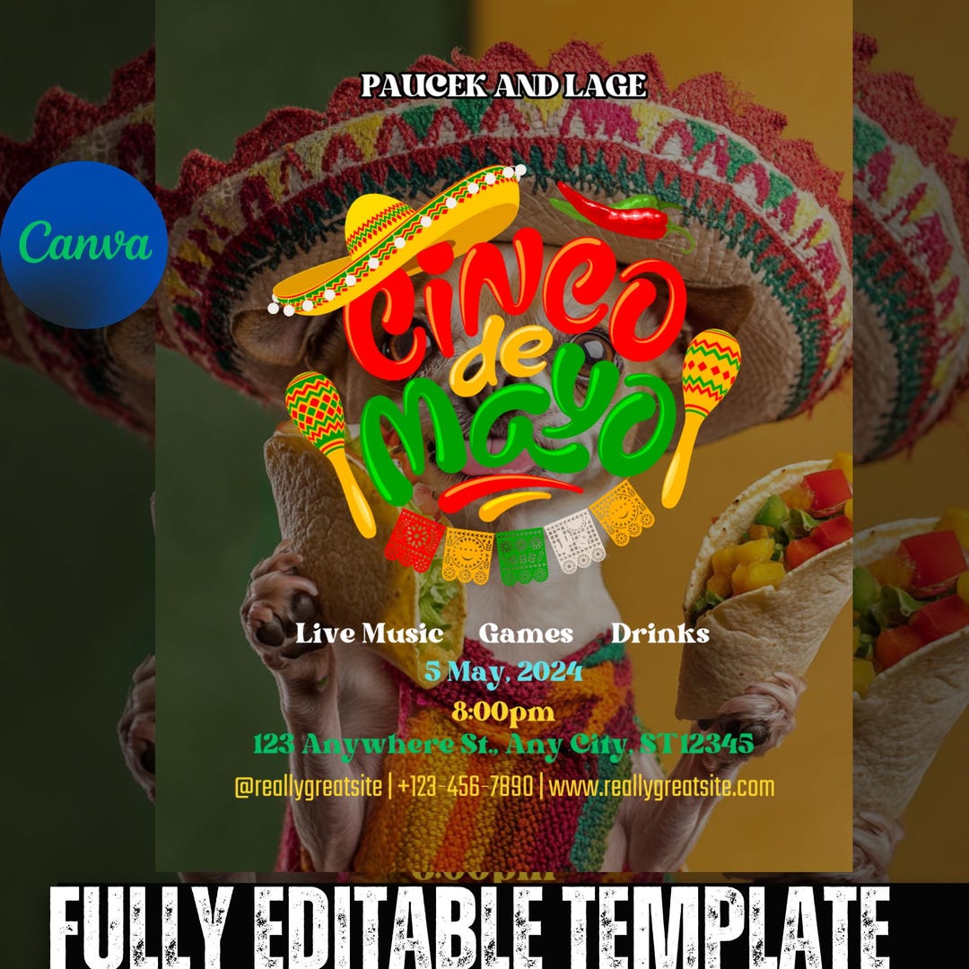 Editable Cinco De Mayo Party Flyer Template - Festive Mexican Theme - Etsy