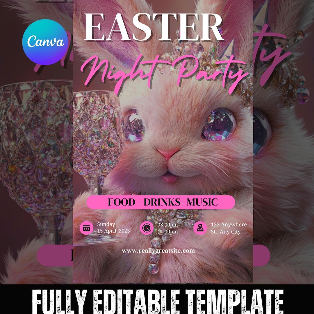 Editable Easter Party Flyer Template: Club Event Invitation (digital ...