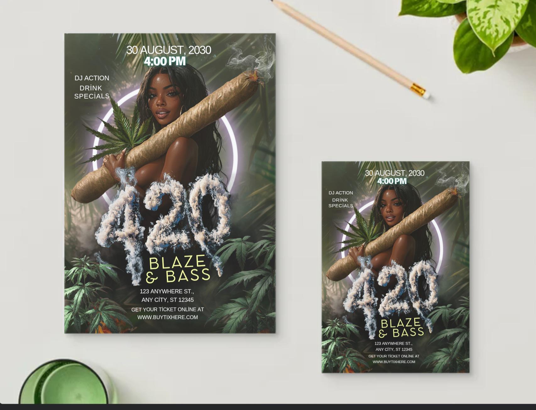 420 Party Flyer | Editable Weed Event Invitation (digital Download) - Etsy