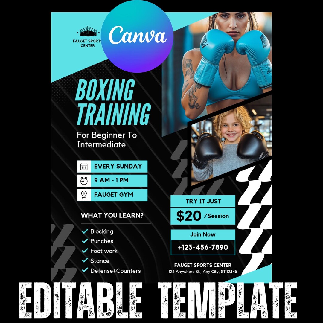 Boxing Event Flyer Template | Editable Canva Digital Download - Etsy