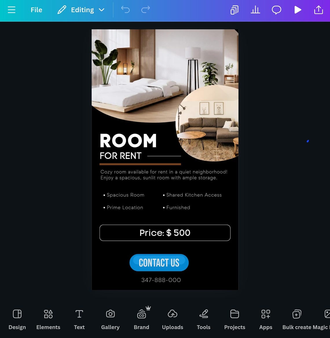Editable Room for Rent Flyer Customizable Template for Easy Use - Etsy