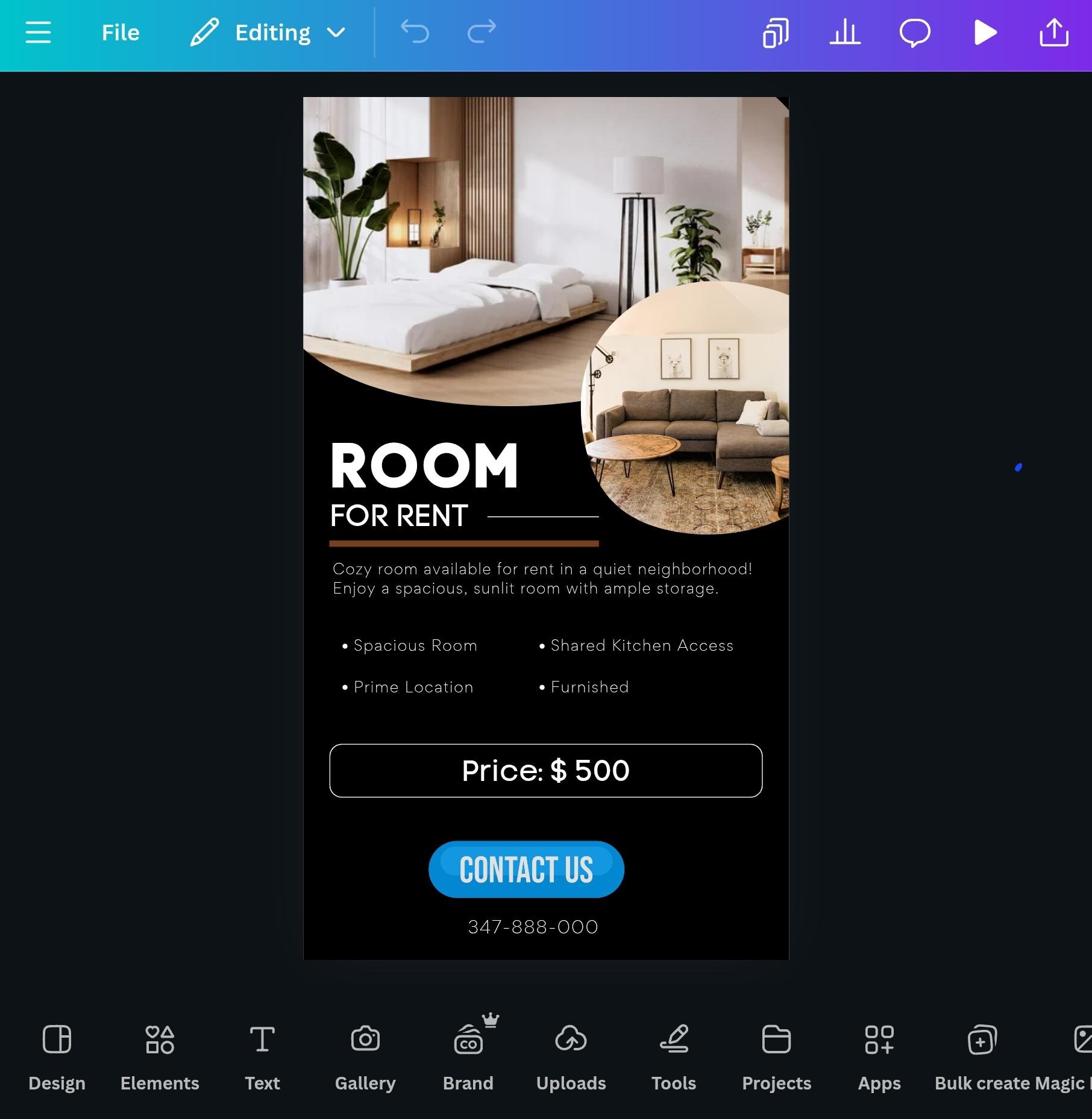 Editable Room for Rent Flyer Customizable Template for Easy Use - Etsy