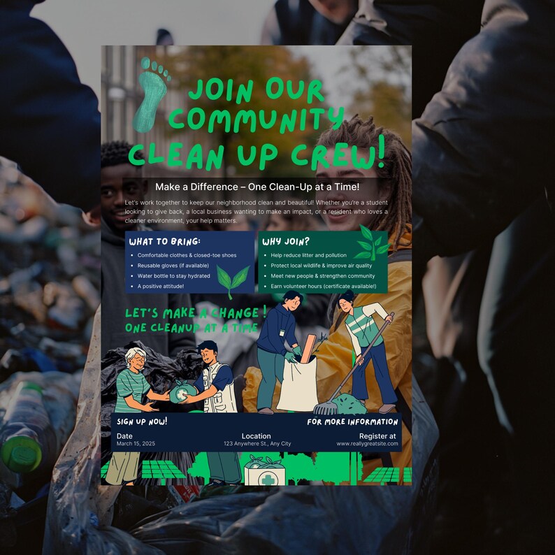 Editable Community Cleanup Flyer | Volunteer Event Flyer | Neighborhood ...