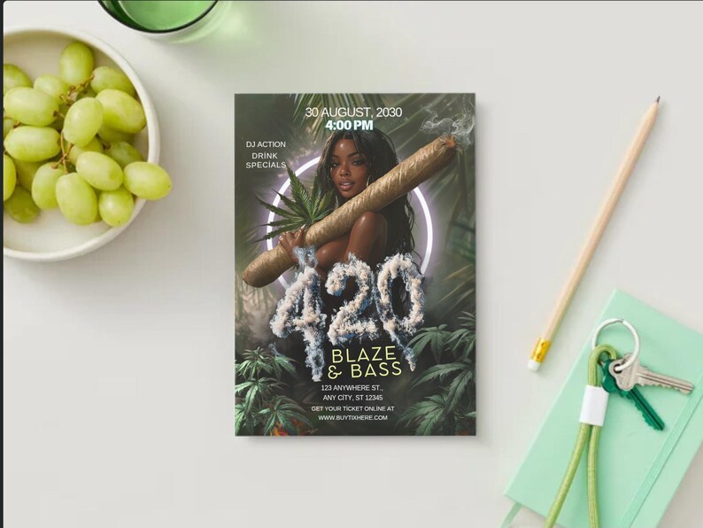 420 Party Editable Flyer | Weed Party Invitation | Digital Download ...