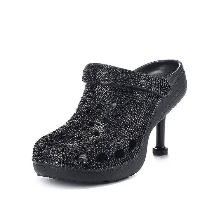 Custom Bling Stiletto High Heel Clogs| Rhinestone Clogs With Heels for ...