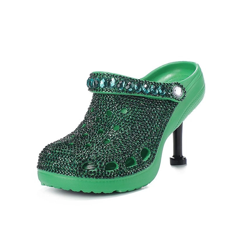 Custom Bling Stiletto High Heel Clogs| Rhinestone Clogs With Heels for ...