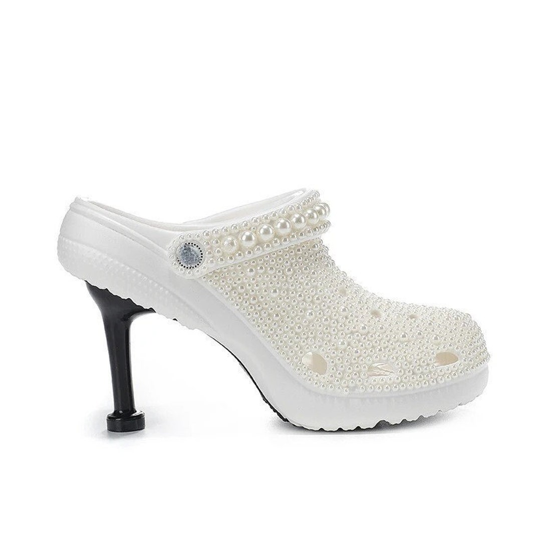 Custom Bling Stiletto High Heel Clogs| Rhinestone Clogs With Heels for ...