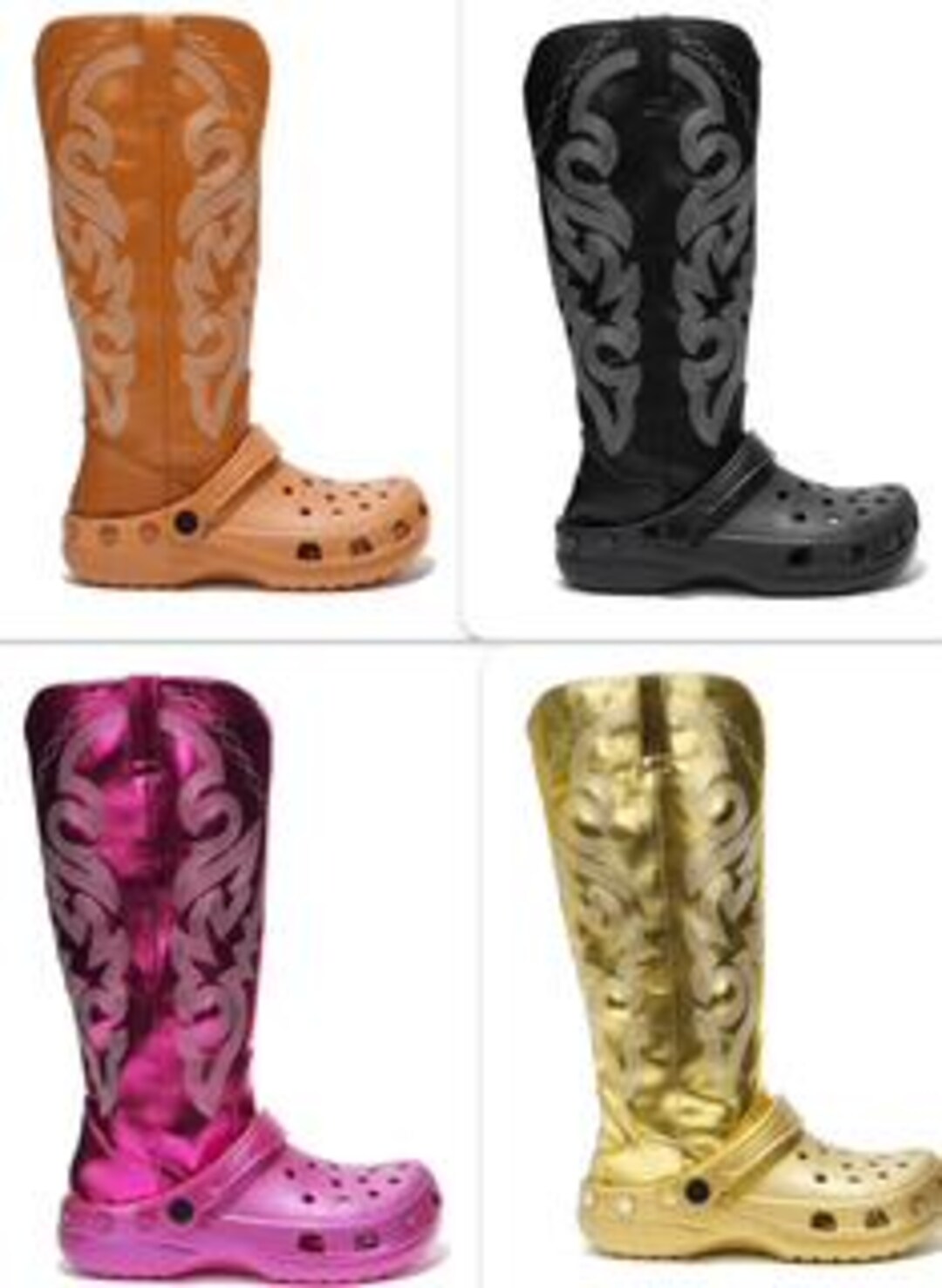 Custom Bling Croc Inspired Cowboy Boots | Rhinestone Cowgirl | Sequin ...