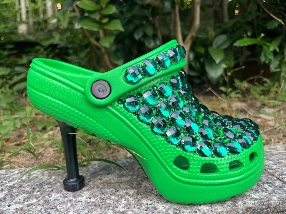 Custom Bling Stiletto High Heel Clogs| Rhinestone Clogs With Heels for ...