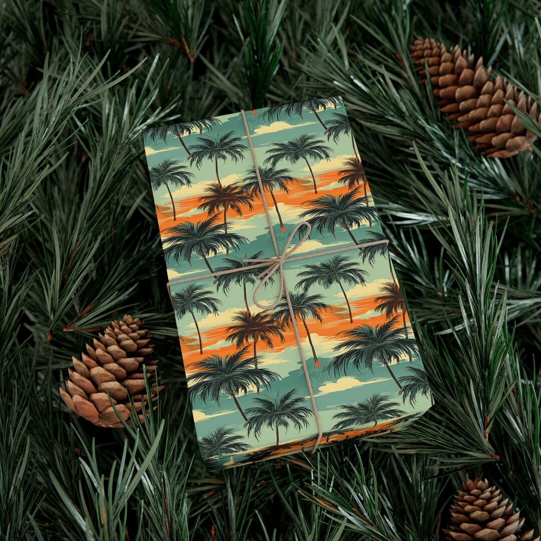 Retro Wrapping Paper Vintage Palm Tree Wrapping Paper 1950s Wrapping ...