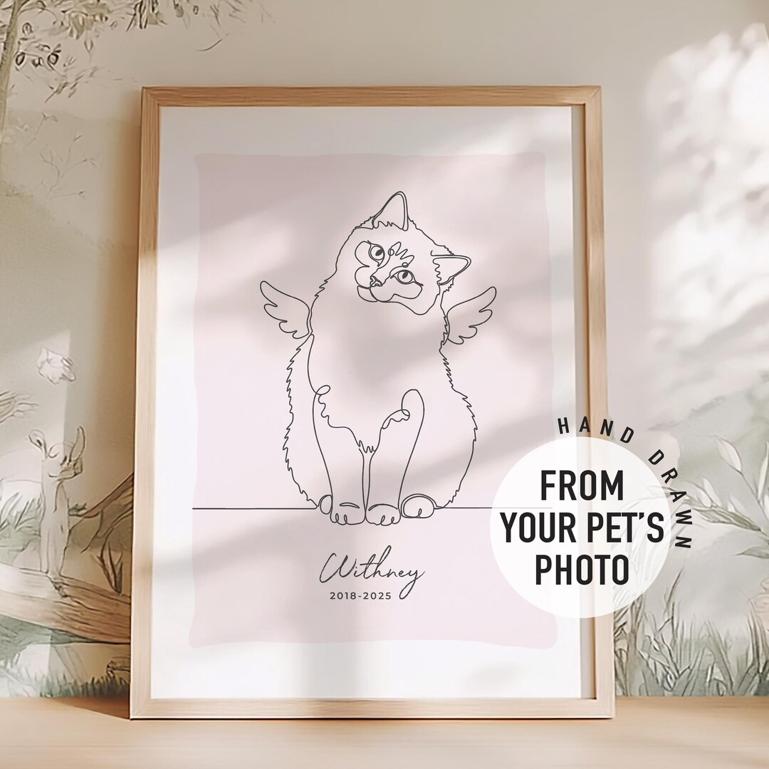 Line Art Pets Print From Photo Pets Memorial Wall Art Personalized ...