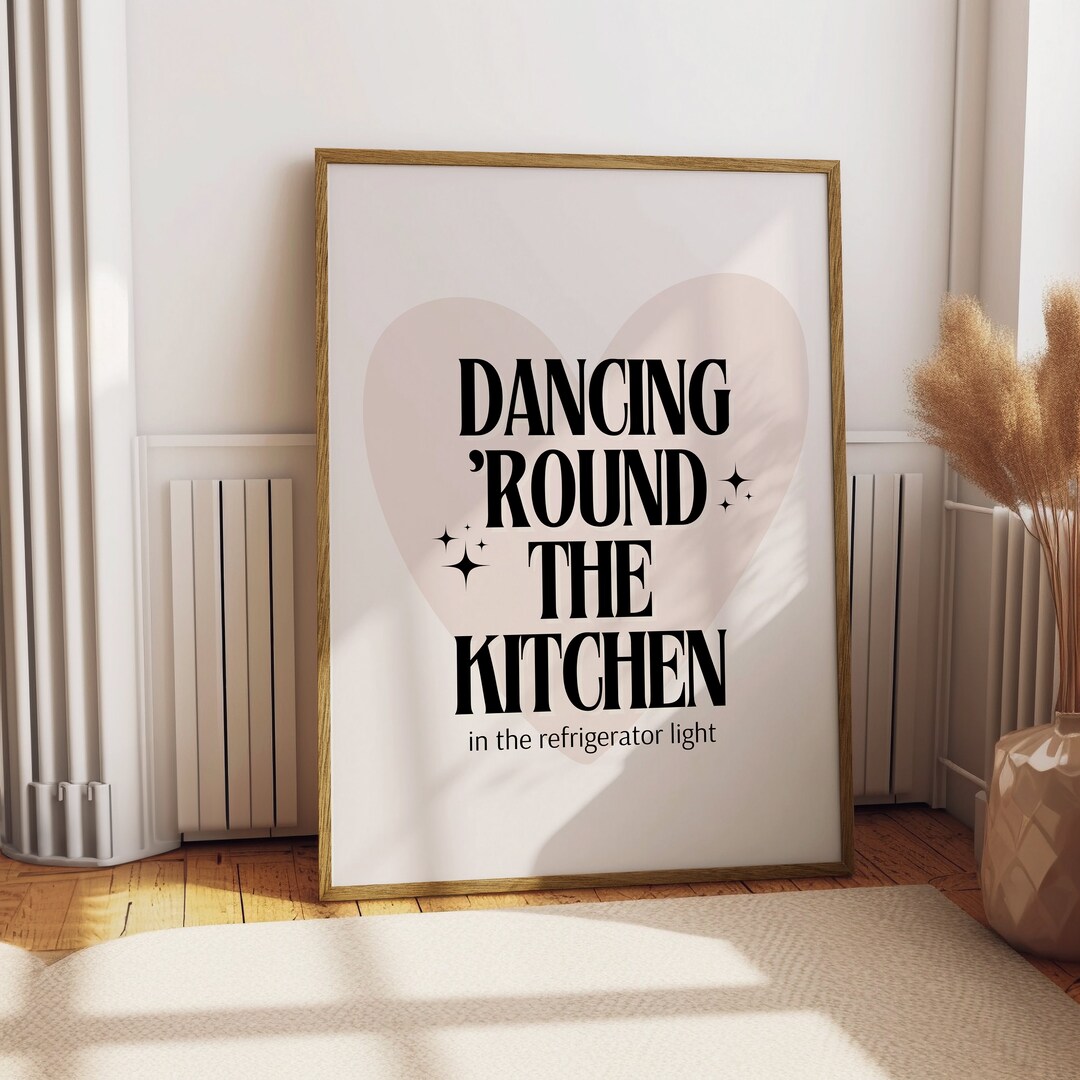 Dancing Round the Kitchen Black Poster | Printable Wall Art | Dorm ...