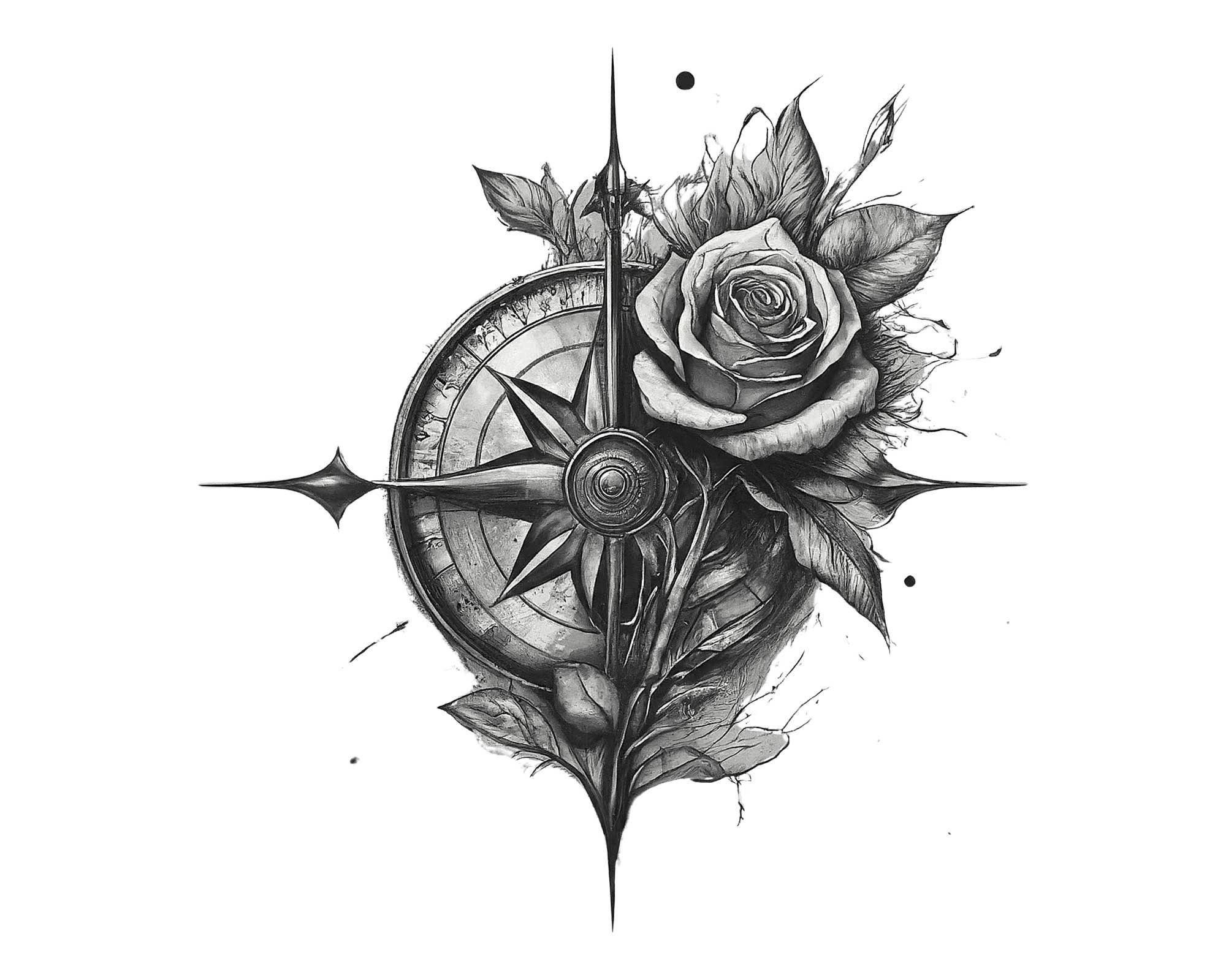 Compass Rose Tattoo Design - Transparent Background - PNG File Download ...