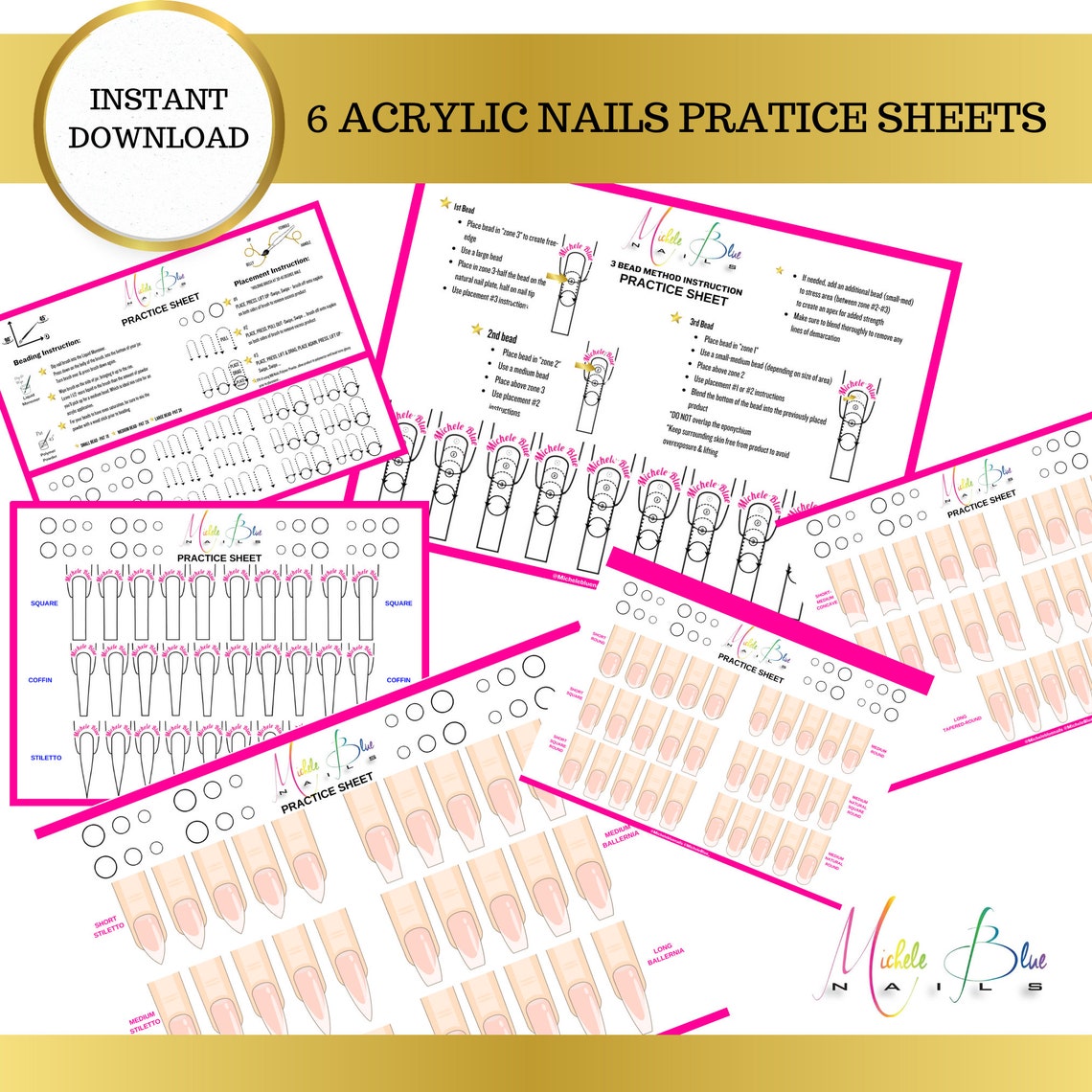 Acrylic Nail Practice Sheets - Etsy