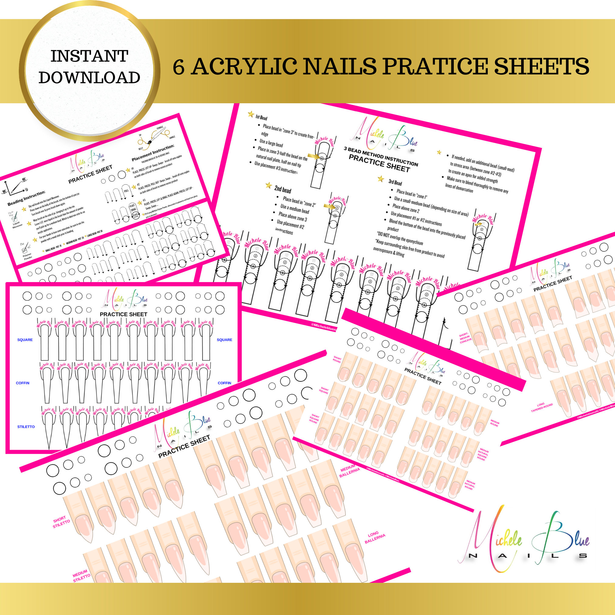 Acrylic Nail Practice Sheets - Etsy