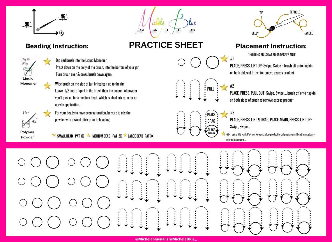 Acrylic Nail Practice Sheets - Etsy