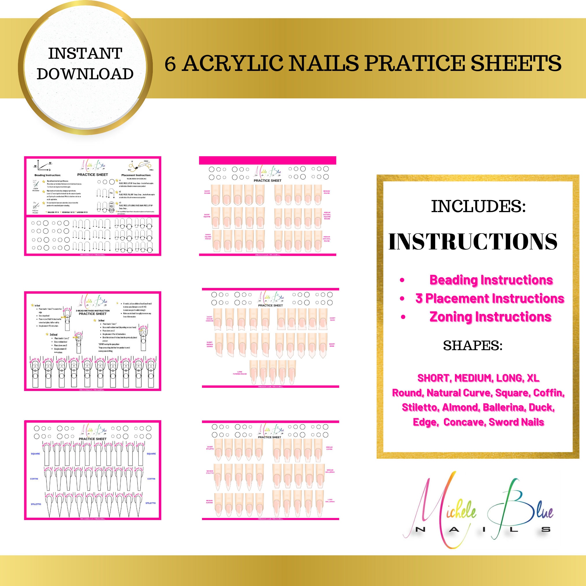 Acrylic Nail Practice Sheets - Etsy