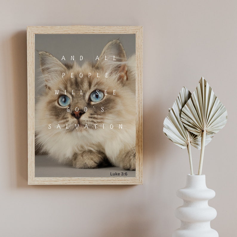 Cat Printable Wall Art Bible Verse Wall Art Scripture Printable Animal ...