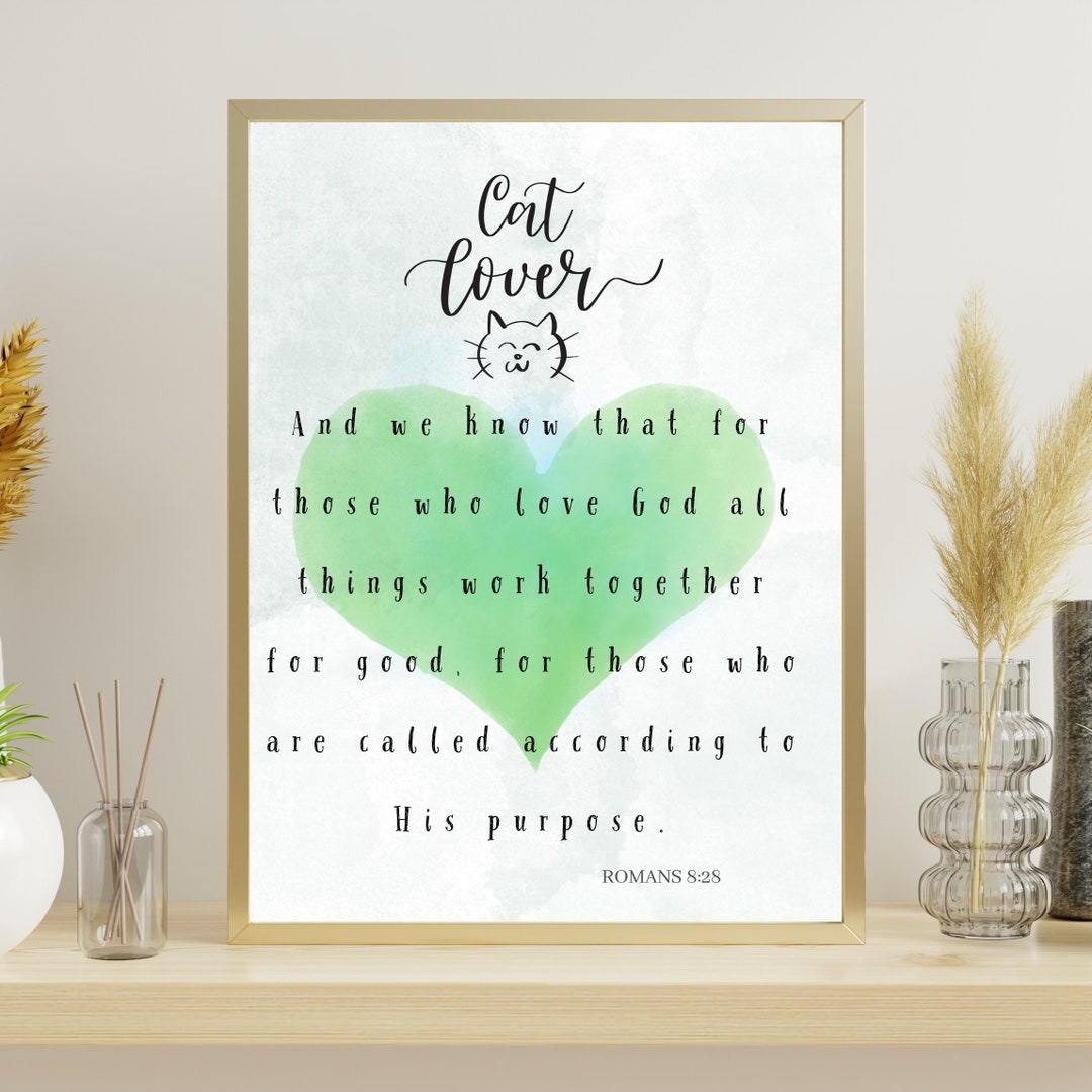 Cat Printable Wall Art Bible Verse Wall Art Scripture Printable Cat ...