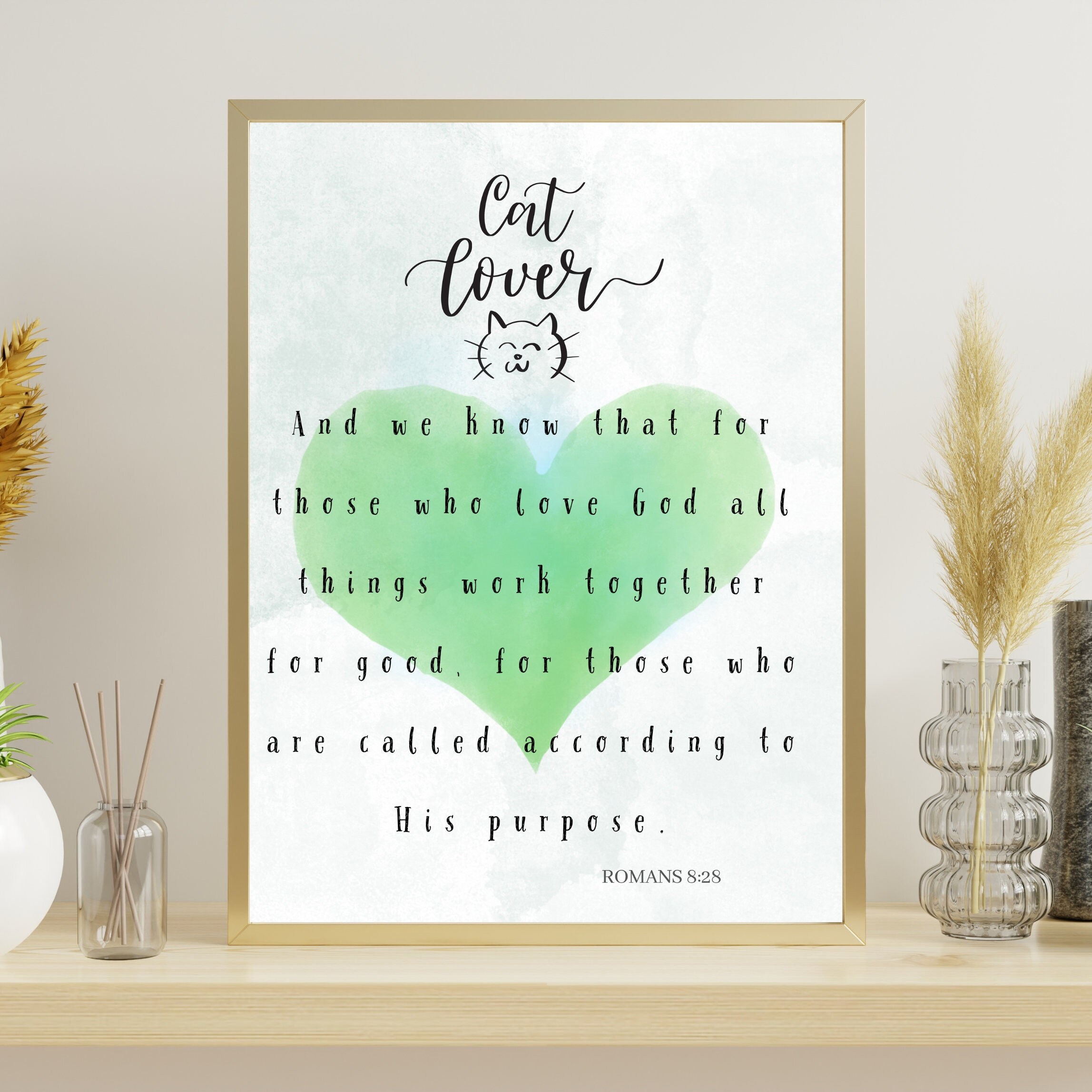 Cat Printable Wall Art Bible Verse Wall Art Scripture Printable Cat ...