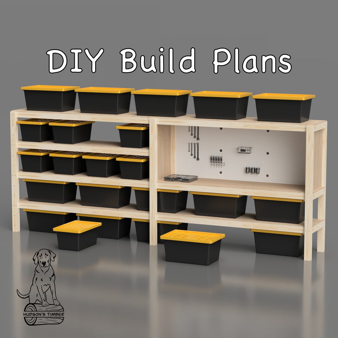 DIY Workbench Plans With Storage Shelves for 27 and 17 Gallon Totes ...