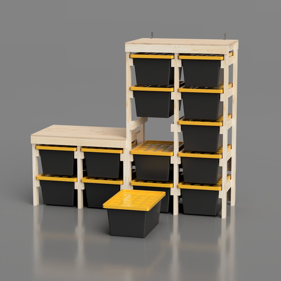 27 Gallon Tote Storage Workbench Plans. Tote Rack Garage Storage and ...