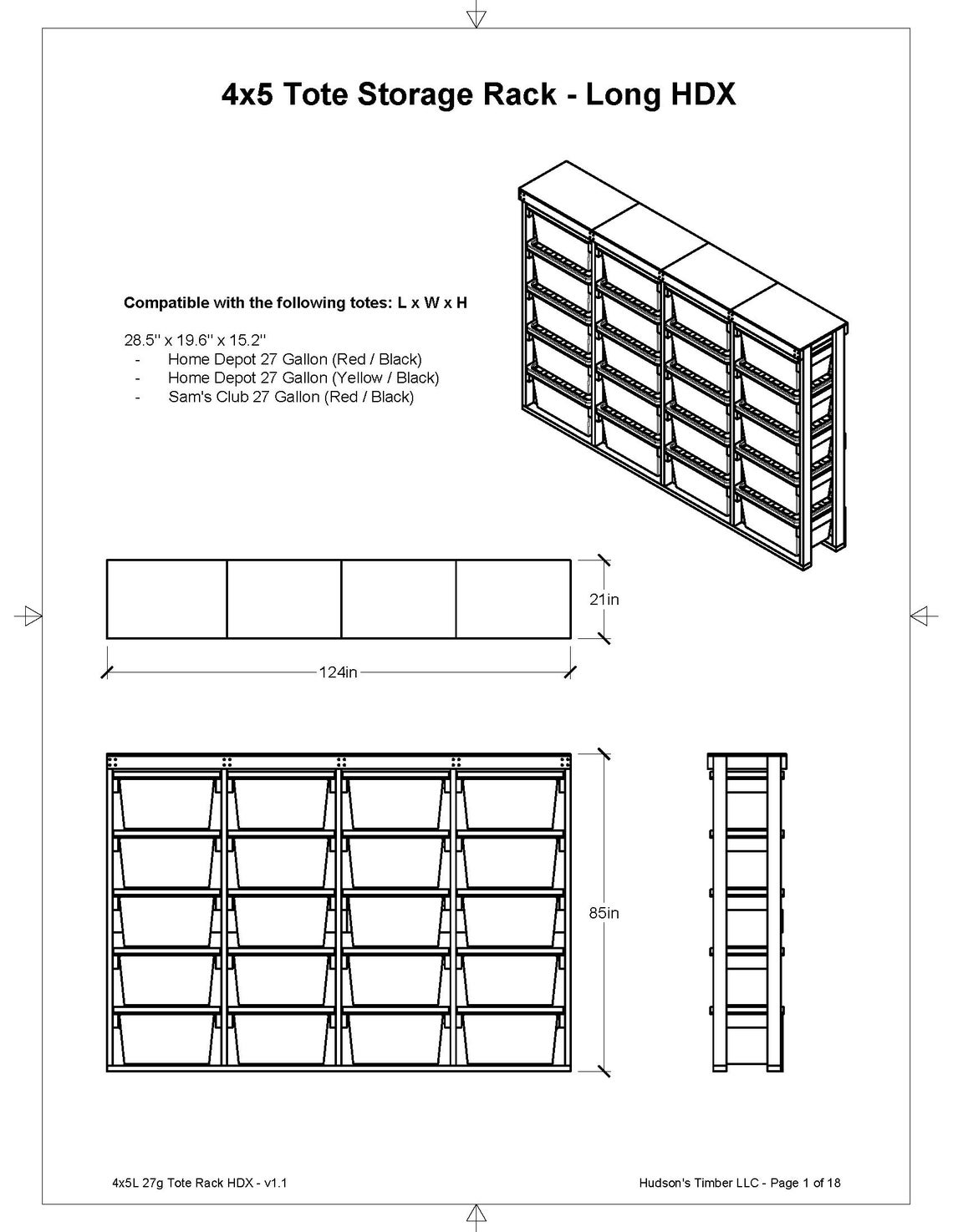 27 Gallon Tote Storage Rack Plans Sideways PDF. 27 Gal Bin Rack ...